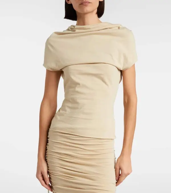 Rick Owens Cotton Jersey Top - Beige
