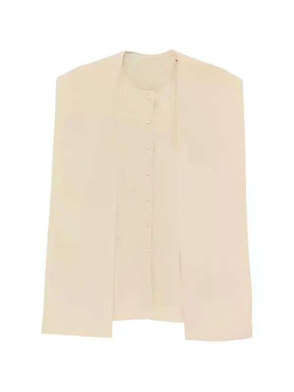 LESS Cotton Button-front Sleeveless Blouse