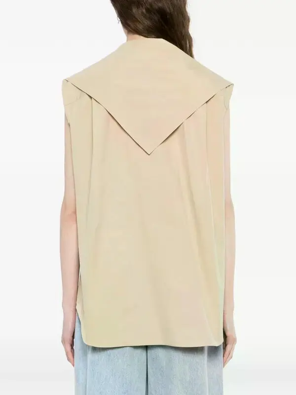 LESS Cotton Button-front Sleeveless Blouse