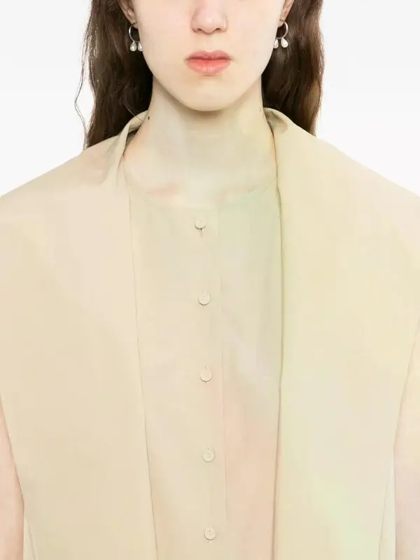 LESS Cotton Button-front Sleeveless Blouse
