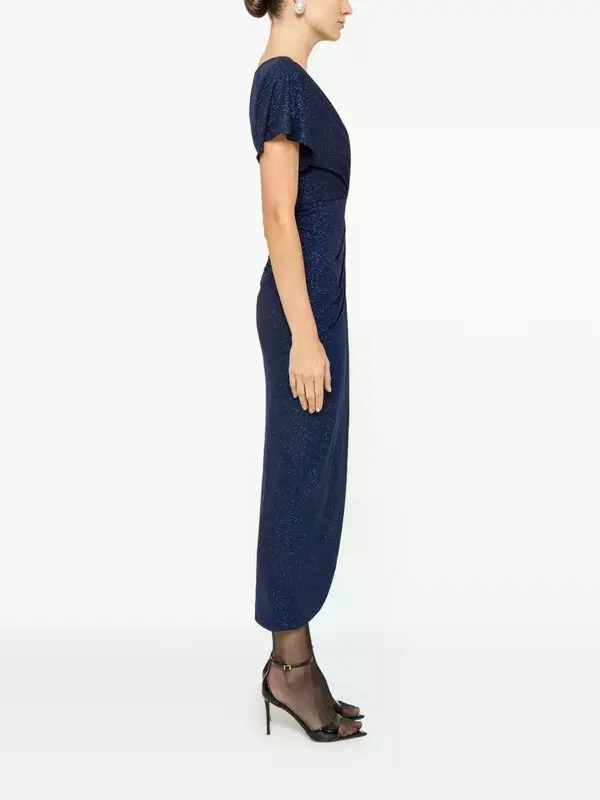 NISSA V-neck Draped Midi Dress