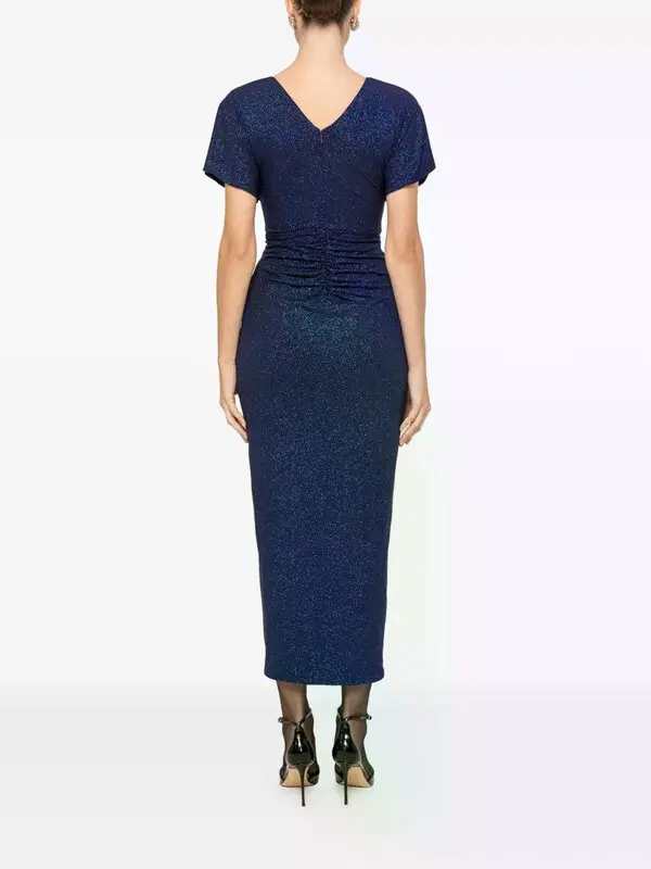 NISSA V-neck Draped Midi Dress