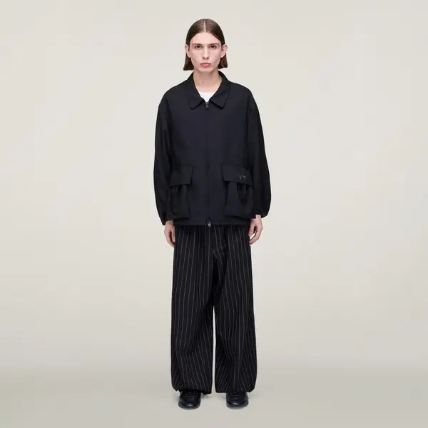 Adidas Y-3 Refined Wool Cropped Wide Leg Pants - Black / Chalk Pearl