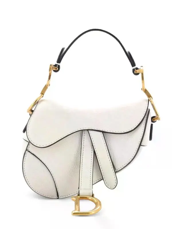 Dior Saddle Handbag Leather Micro Satchel - White