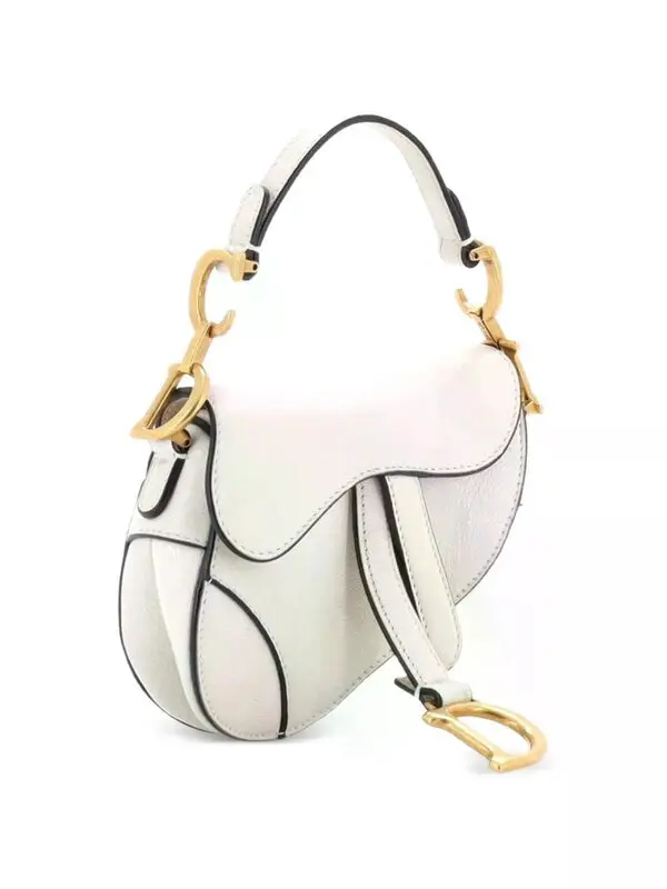 Dior Saddle Handbag Leather Micro Satchel - White