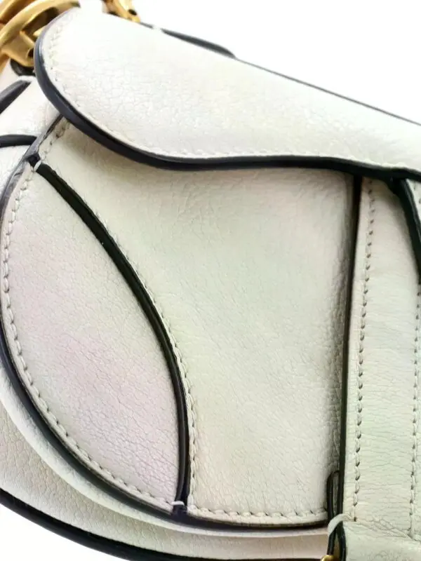 Dior Saddle Handbag Leather Micro Satchel - White