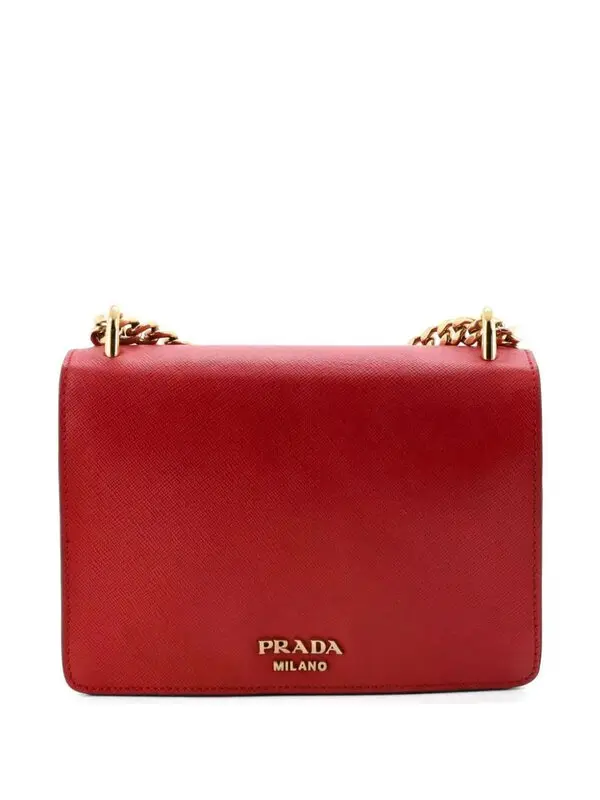 Prada Envelope Flap Chain Shoulder Bag Saffiano Leather Small Crossbody