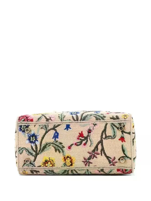 Dior Lady D-lite Embroidered Raffia Medium Satchel - Neutrals