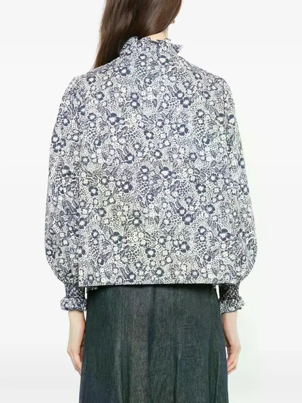 Loretta Caponi Smocked Floral Blouse