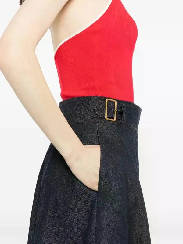 Adam Lippes A-line Denim Midi Skirt
