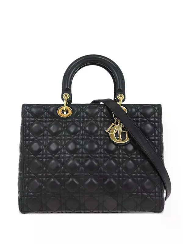 Dior 2017 Lady Cannage Leather Tote Bag - Black