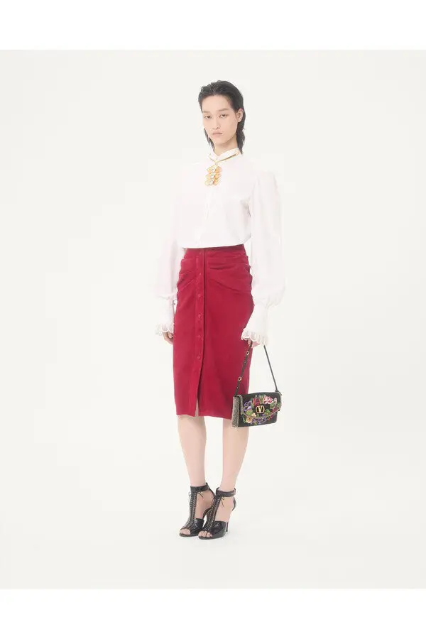 Valentino Garavani Suede Skirt - Red