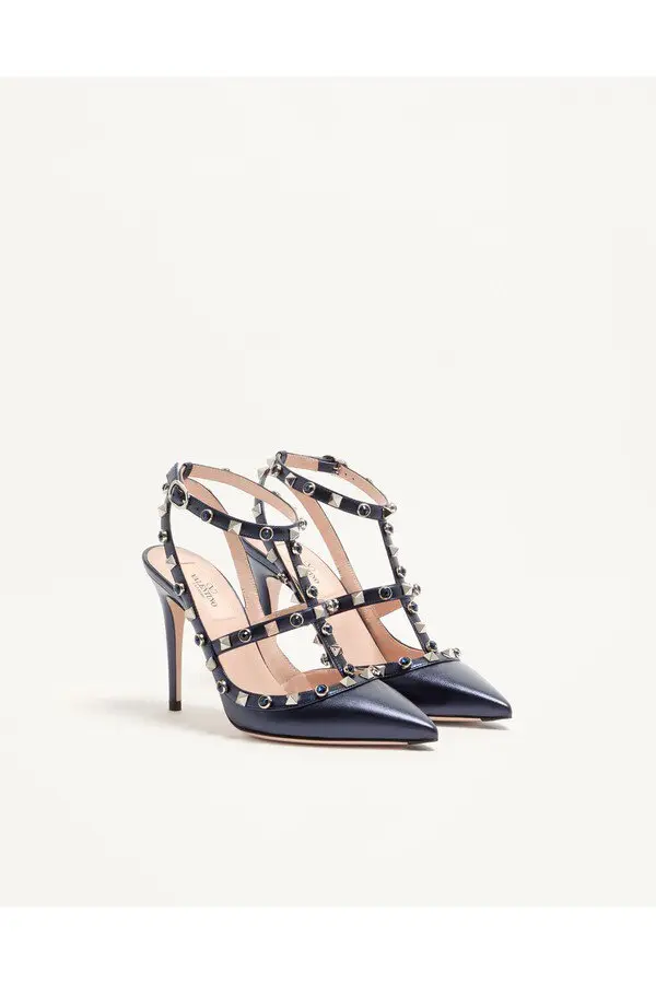 Valentino Garavani Rockstud Pumps With Cabochon 100mm - Navy