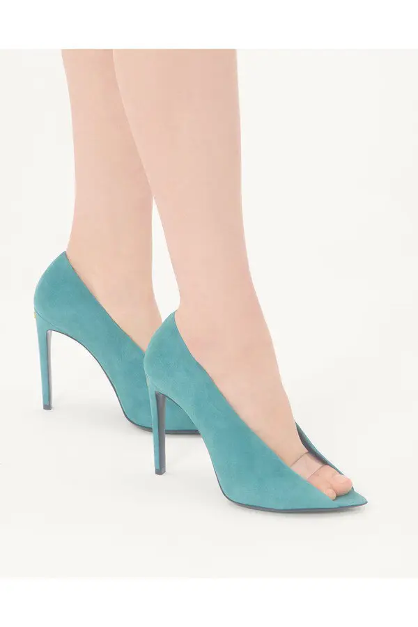 Valentino Garavani Open-toe Révélé Suede Pumps - Natural
