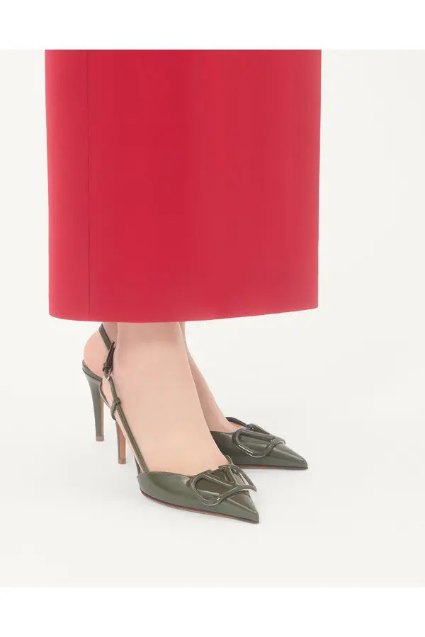 Valentino Garavani Vlogo Signature Patent Leather Slingback Pumps - Green