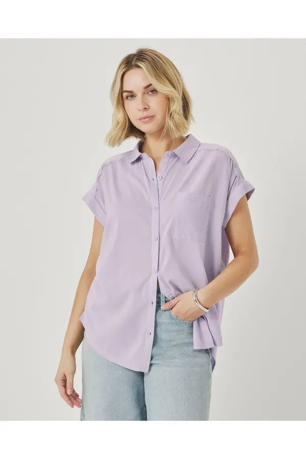 Splendid Short Sleeve Paige Shirt - Purple