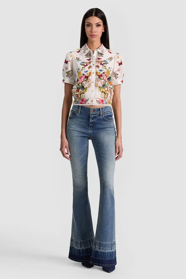 Alice + Olivia Rosie Cropped Button Down