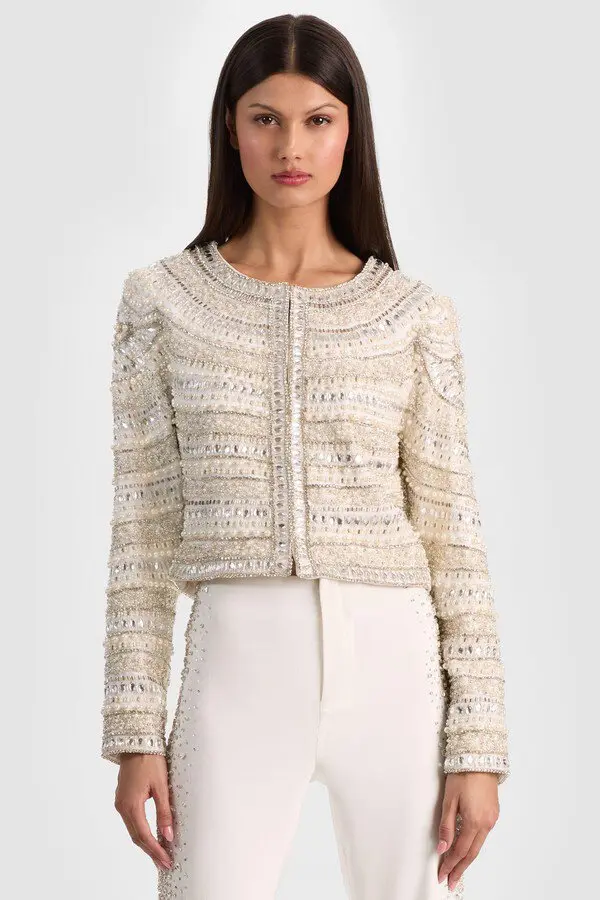 Alice + Olivia Kidman Embellished Jacket - Silver
