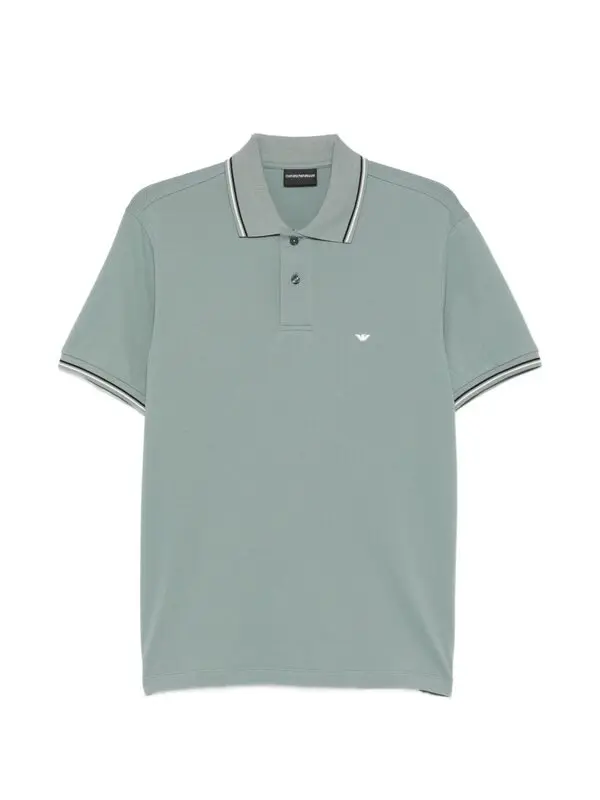 Emporio Armani Logo Cotton Polo Shirt - Sky Blue