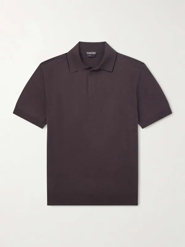 TOM FORD Sea Island Cotton And Silk-blend Polo Shirt - Brown