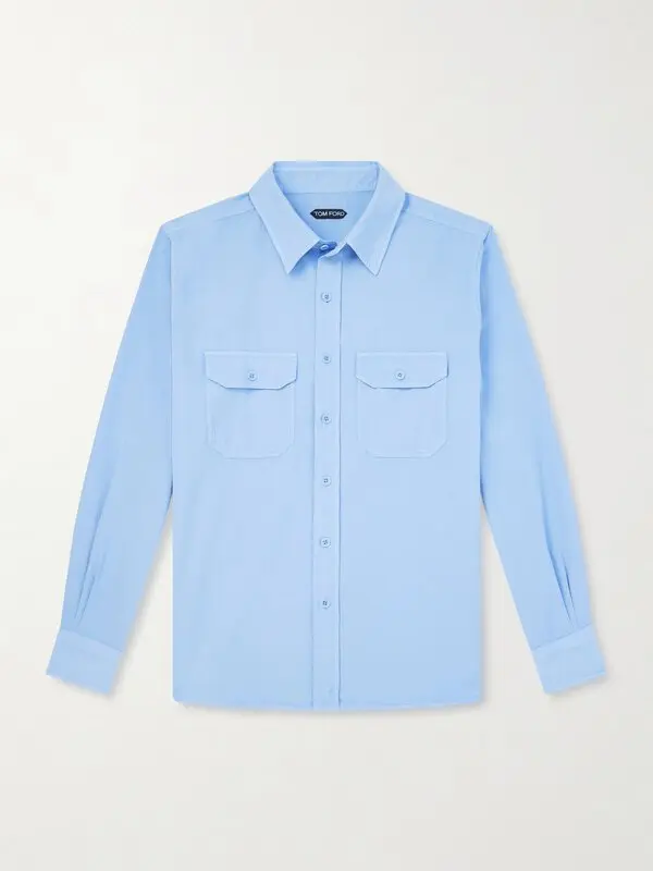 TOM FORD Cotton And Silk-blend Shirt - Blue