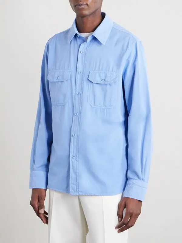 TOM FORD Cotton And Silk-blend Shirt - Blue