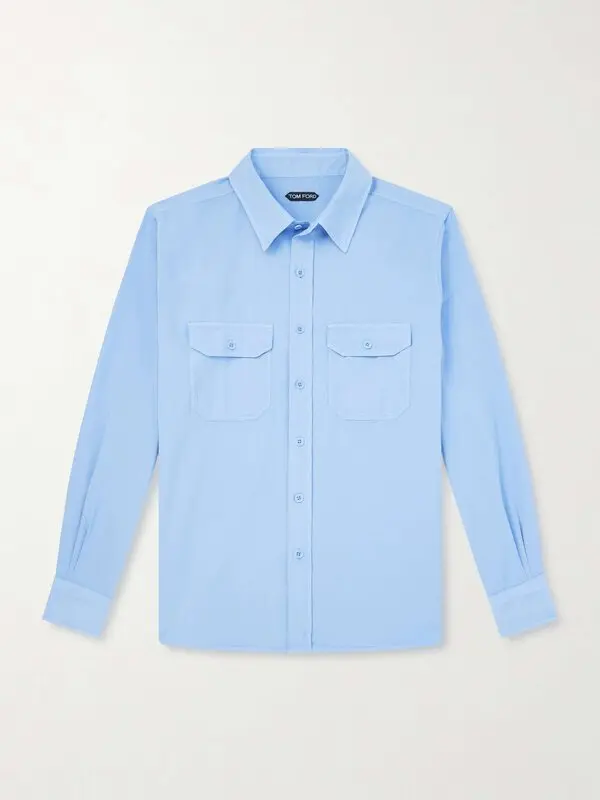 TOM FORD Cotton And Silk-blend Shirt - Turquoise