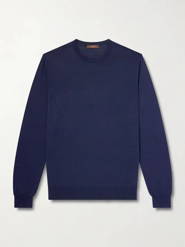 SLOWEAR Cotton And Silk-blend Crewneck Sweater - Blue
