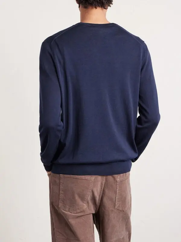 SLOWEAR Cotton And Silk-blend Crewneck Sweater - Blue