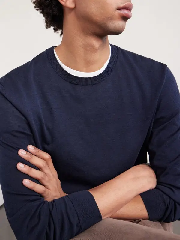 SLOWEAR Cotton And Silk-blend Crewneck Sweater - Blue