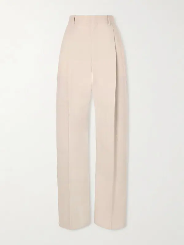 Wardrobe.NYC Pleated Wool Wide-leg Pants - Neutrals