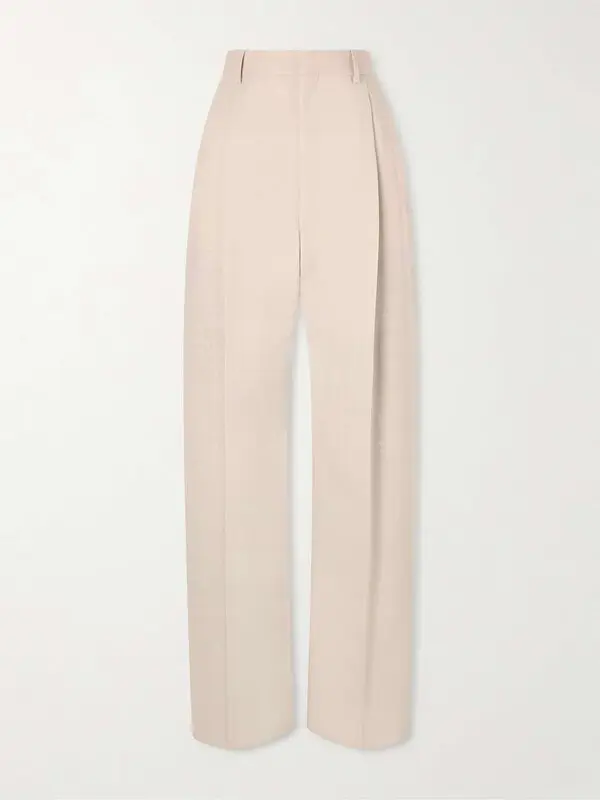 Wardrobe.NYC Pleated Wool Wide-leg Pants - Sand