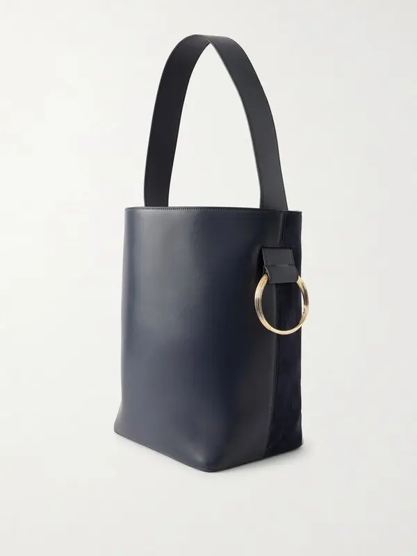 Victoria Beckham Dia Leather And Suede Bucket Bag - Blue