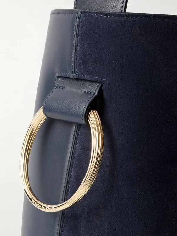 Victoria Beckham Dia Leather And Suede Bucket Bag - Blue