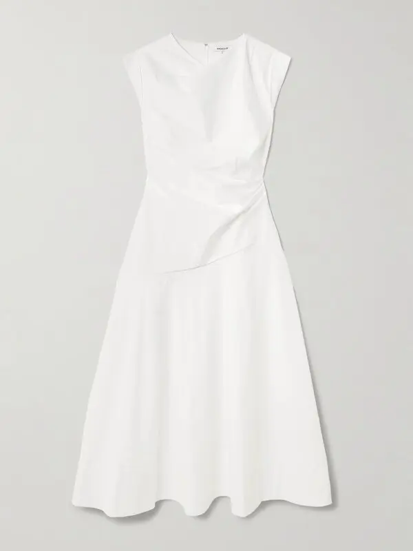 Veronica Beard Lisette Gathered Cotton-blend Poplin Midi Dress