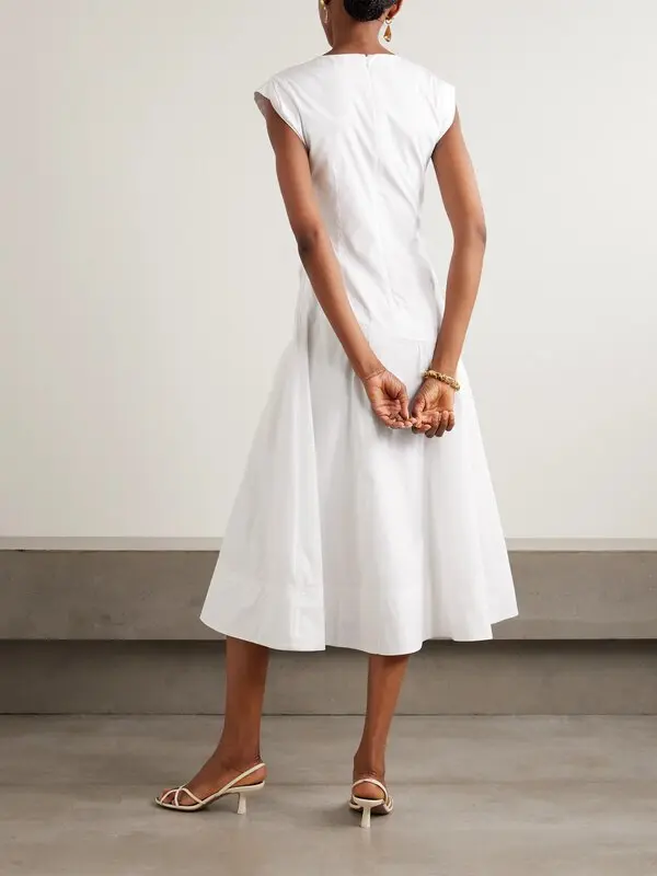 Veronica Beard Lisette Gathered Cotton-blend Poplin Midi Dress