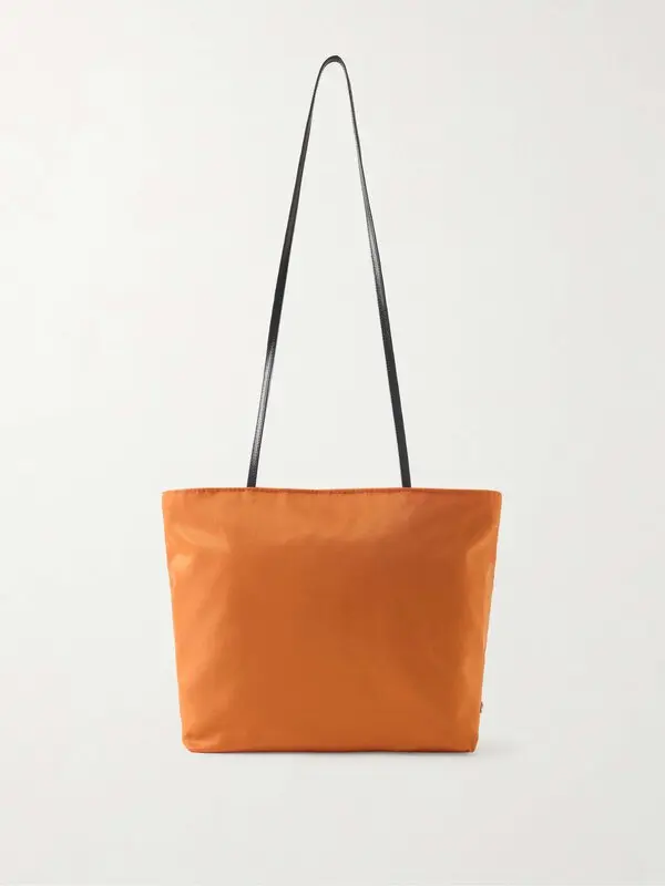 VALESQUE Spaghetti Leather-trimmed Satin-twill Tote - Orange