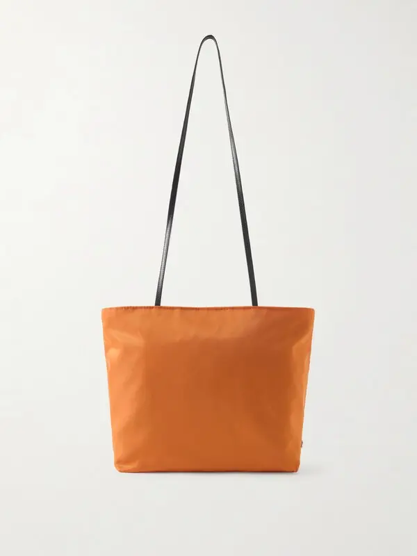 VALESQUE Spaghetti Leather-trimmed Satin-twill Tote
