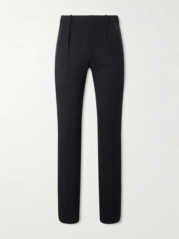 Saint Laurent Slim-fit Grain De Poudre Wool Tuxedo Trousers