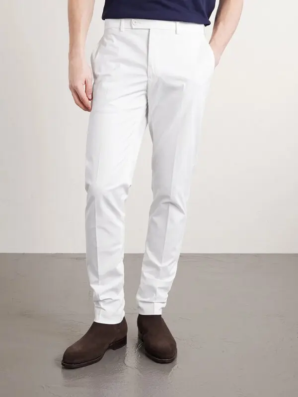SLOWEAR Tapered Stretch-cotton Trousers - White