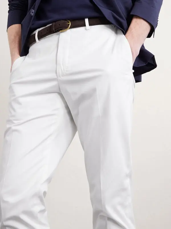 SLOWEAR Tapered Stretch-cotton Trousers - White