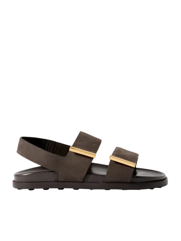 TOD'S Buckled Nubuck Slingback Sandals - Brown