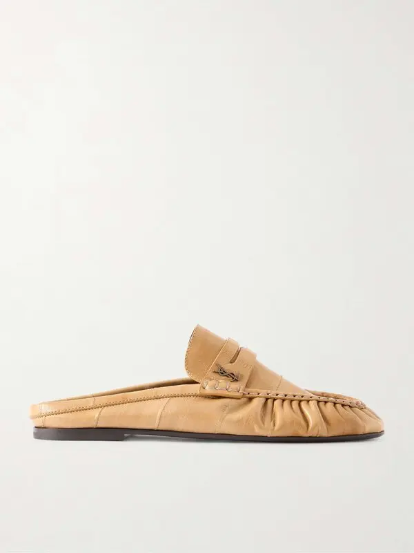 Saint Laurent Le Loafer Eel Slippers - Beige