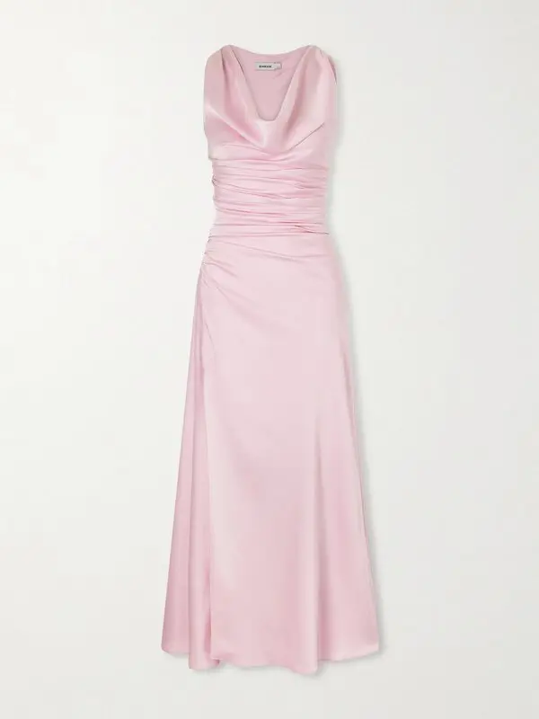 Simkhai Melaney Draped Gathered Satin Gown - Pink