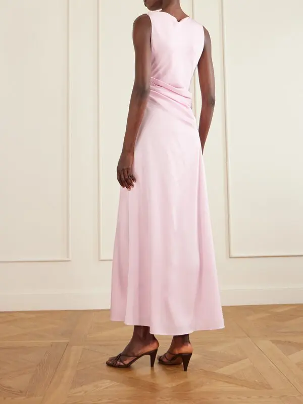 Simkhai Melaney Draped Gathered Satin Gown - Pink