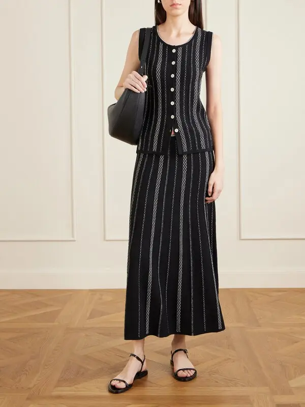 Proenza Schouler White Label Alyna Striped Jacquard-knit Vest - Black