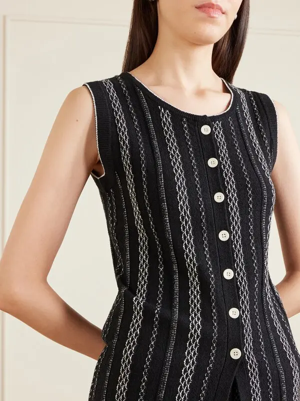 Proenza Schouler White Label Alyna Striped Jacquard-knit Vest - Black