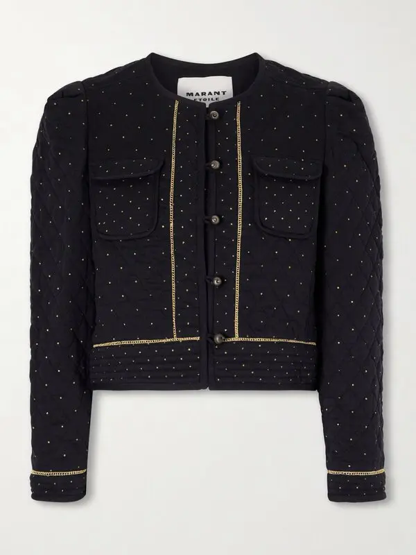 MARANT ETOILE Vania Cropped Quilted Jacket - Black