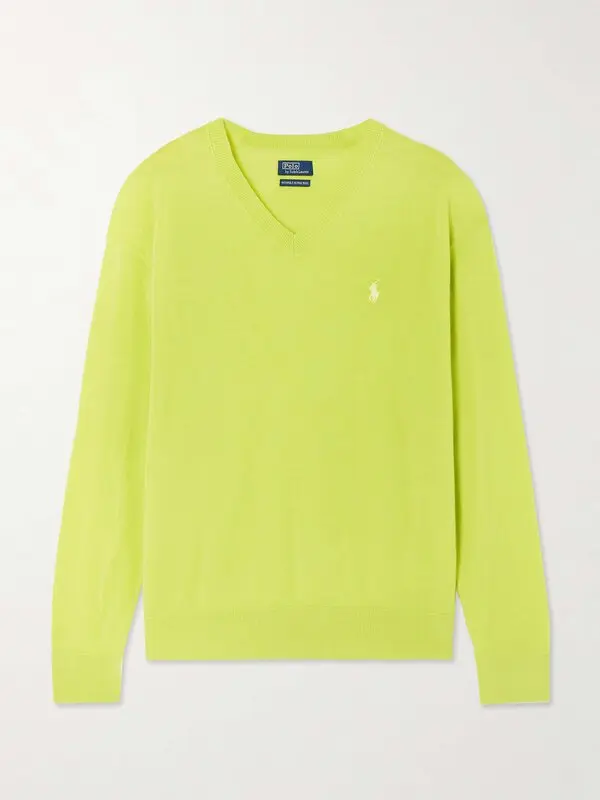 Polo Ralph Lauren Embroidered Merino Wool Sweater - Lime Green