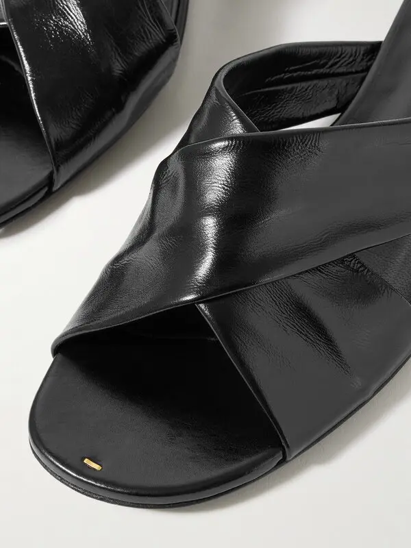 Khaite Liria Glossed-leather Sandals - Black